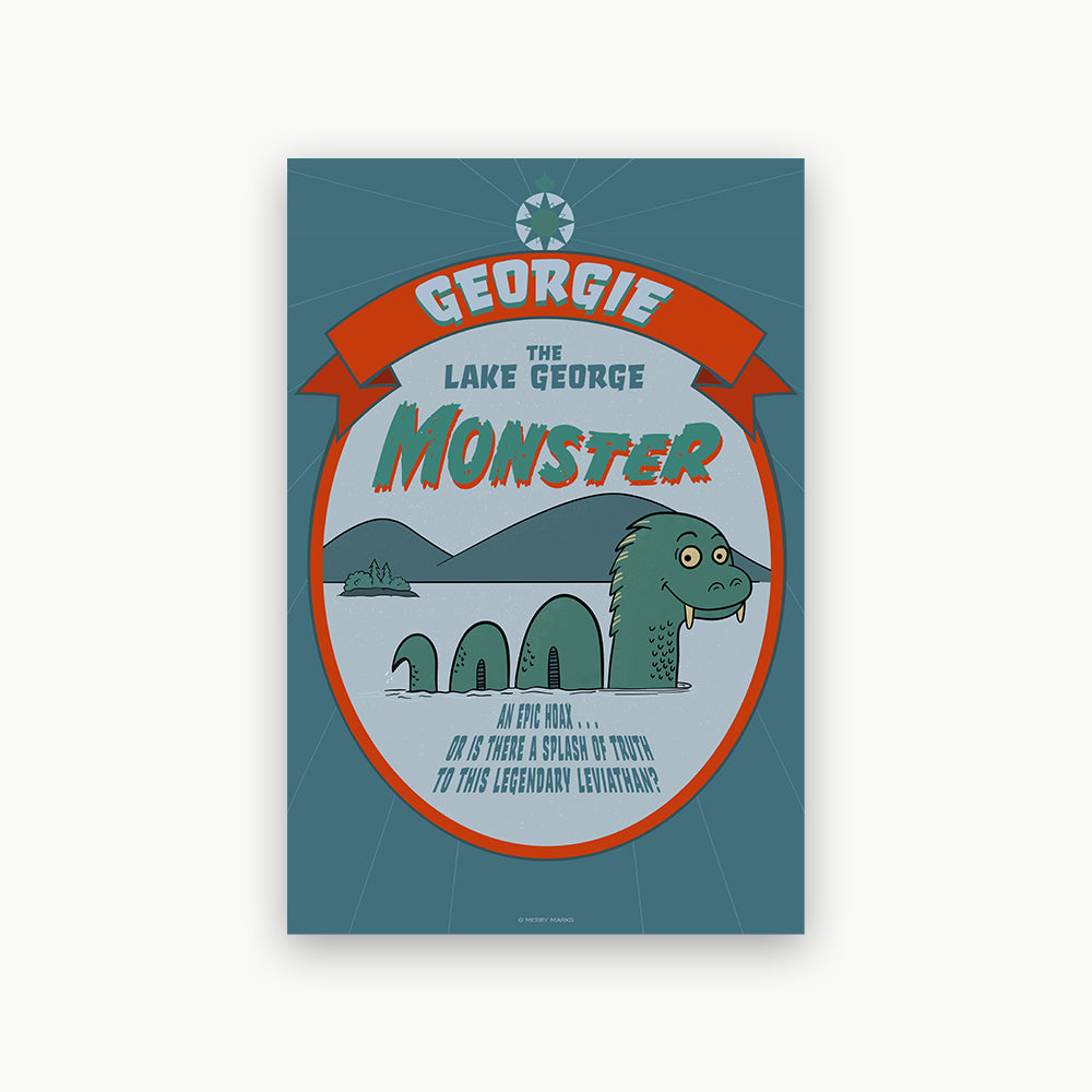 Lake George Lake Monster Georgie Cryptid Upstate NY Fun Cartoon Print ...